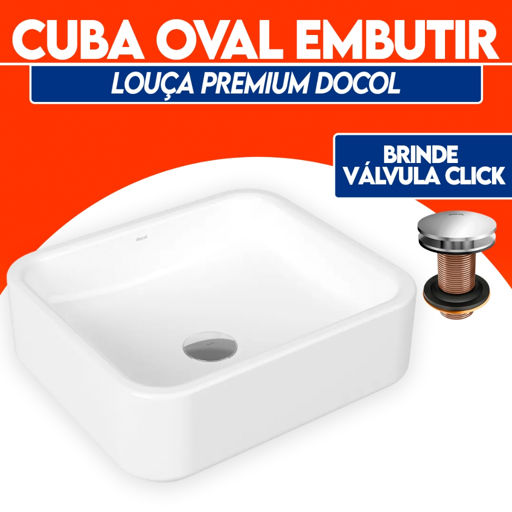 Cuba Pia Para Banheiro Retangular De Sobrepor 40x12,8x35cm Docol ...
