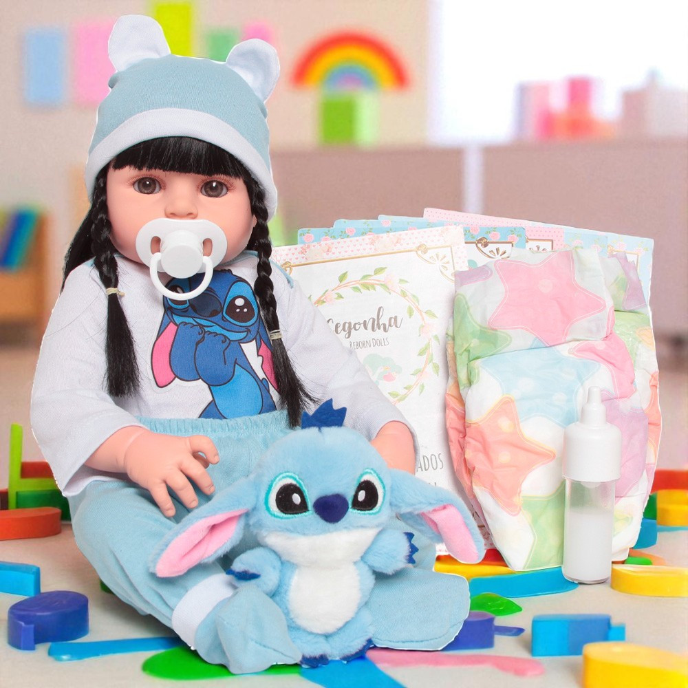 Boneca Reborn Bebê Realista Princesa 46cm Morena Stitch | Shopee Brasil