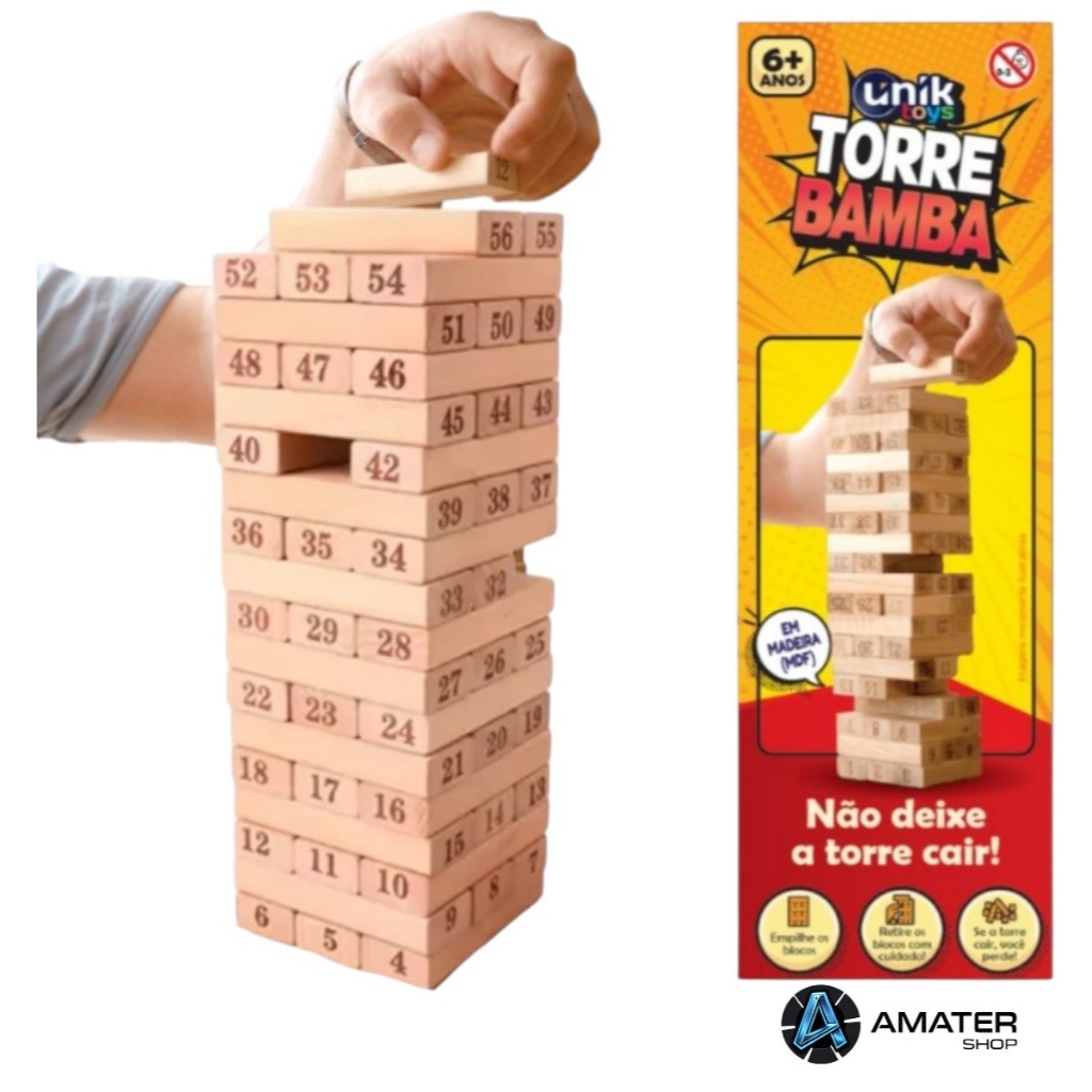 Jogo Caiu Perdeu Torre de Equilíbrio Torre Bamba De Madeira Brinquedo ...