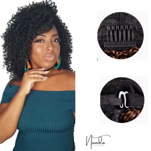 Lace Cacheada Peruca Wig Orgânica Lace Afro Preta | Shopee Brasil
