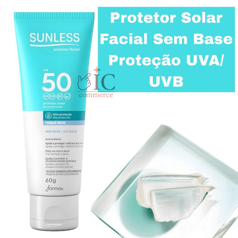 Protetor Solar Facial Sunless FPS 50 Farmax 60g | Toque Seco Oil ...