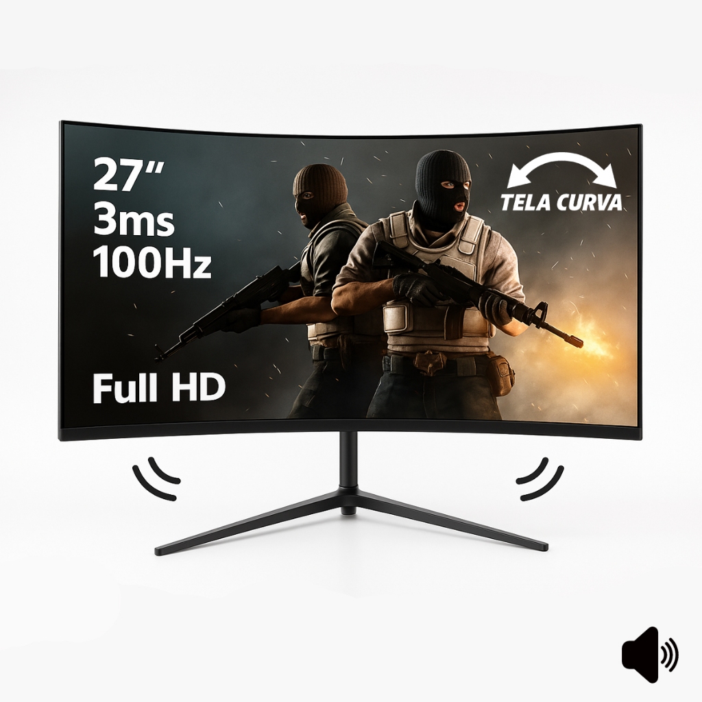 Monitor Gamer Curvo 27” com Alto-Falante Full HD 100Hz 3ms HDMI VGA ...
