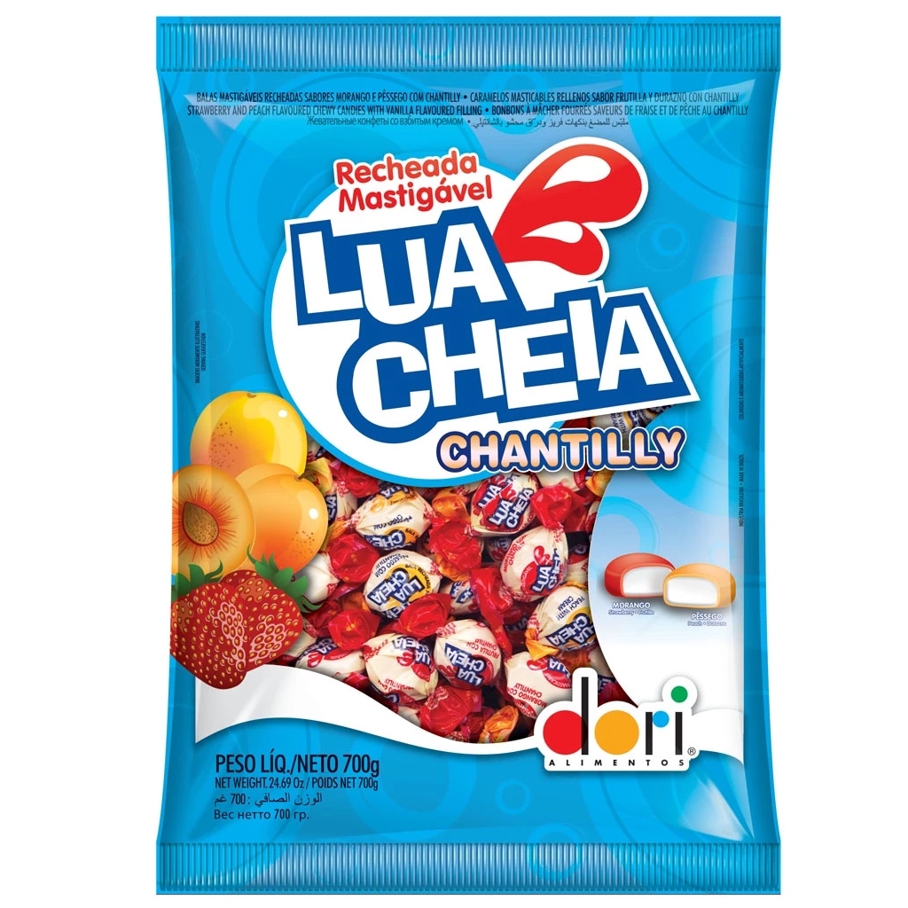 Bala Mastigável Recheada Lua Cheia Dori - Chantilly 600g | Shopee Brasil