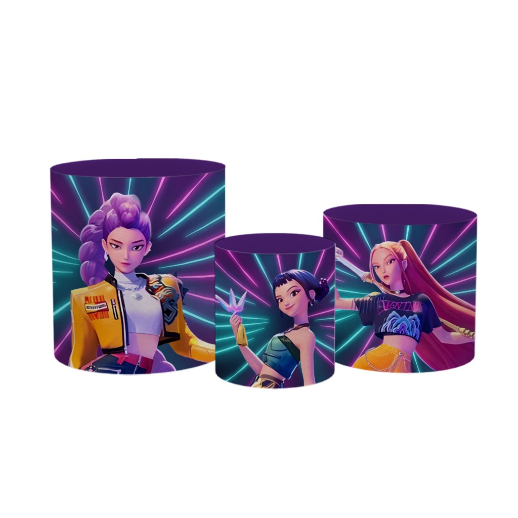 Trio Capas Cilindros Festa Tecido Sublimado Guerreiras Kpop | Shopee Brasil