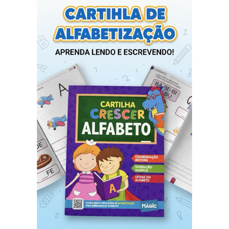 Cartilha Alfabeto Infantil Educativa | Coordenação Motora, Separação ...