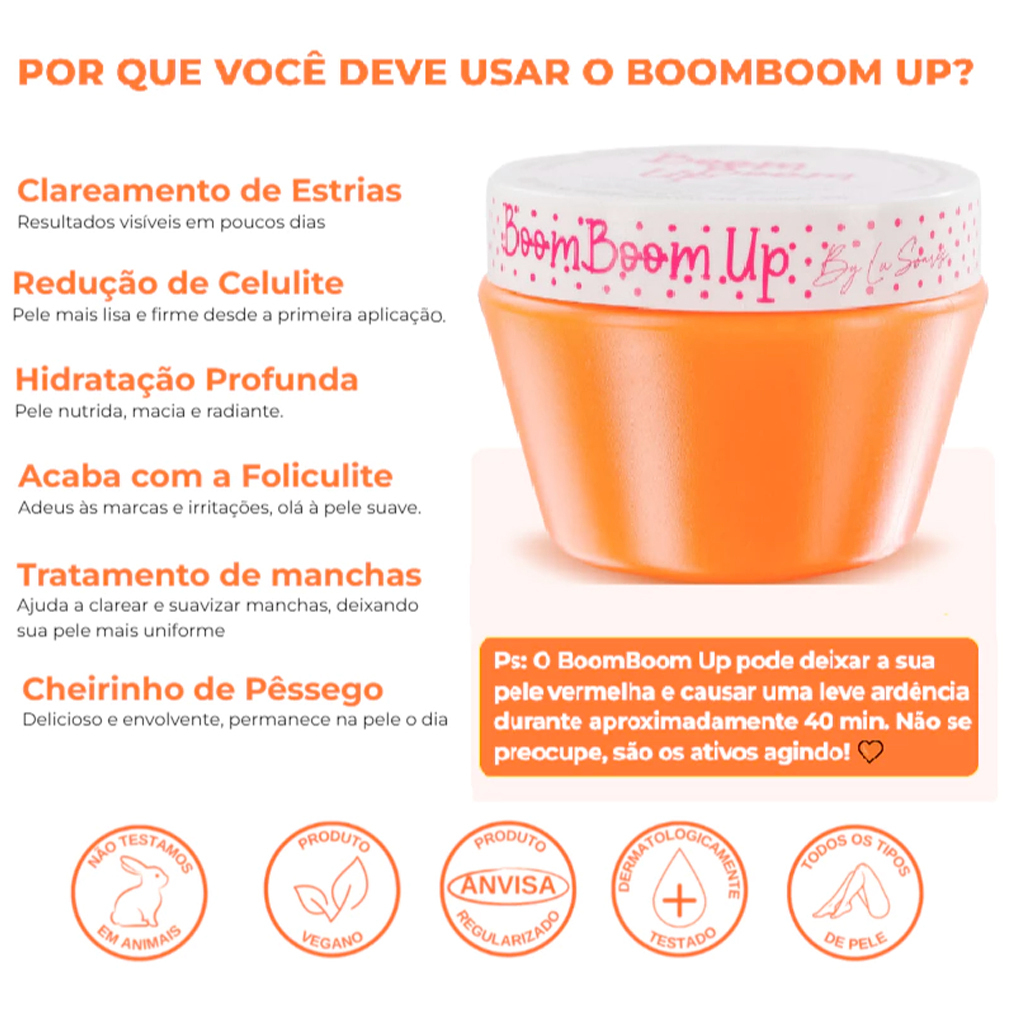 PEACH UP BOOM BOOM UP CREME CORPORAL TERMOGÊNICO ANTI CELULITE ESTRIAS ...