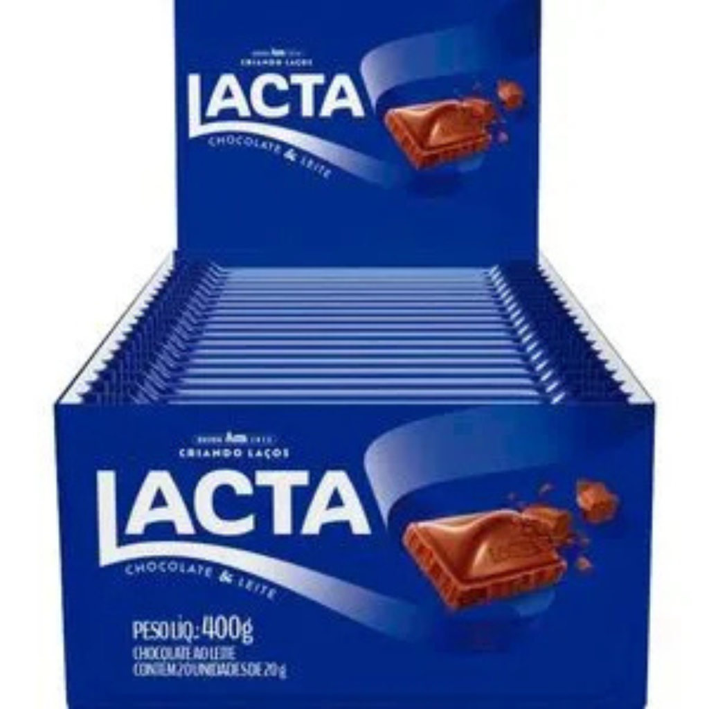 Chocolate Lacta Ao leite Display com 20 un x 20g | Shopee Brasil