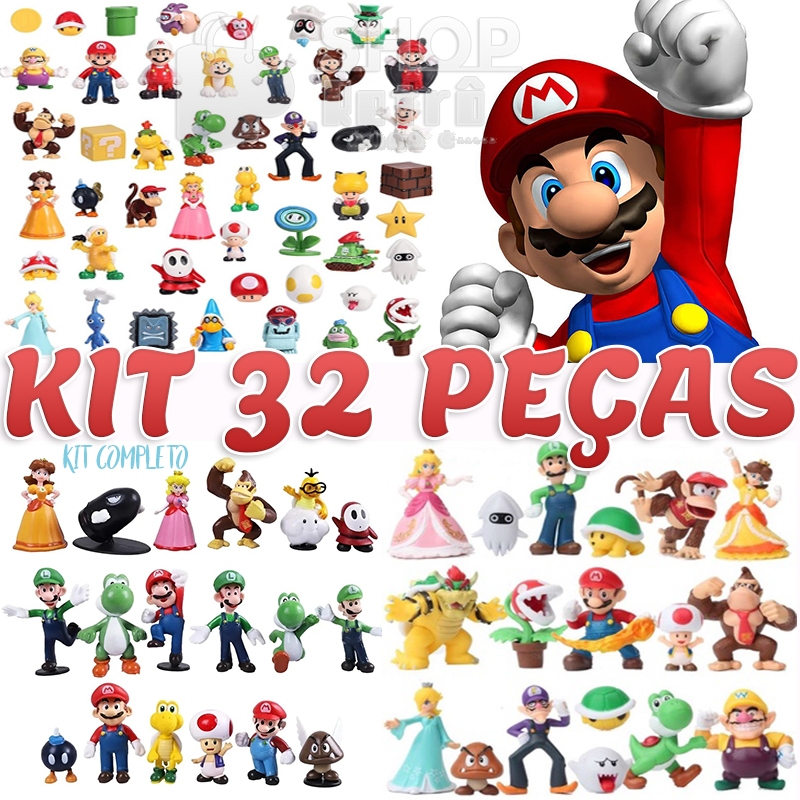 Kit Completo de 32 Bonecos Novos Super Mario Bros Miniatura Mario ...