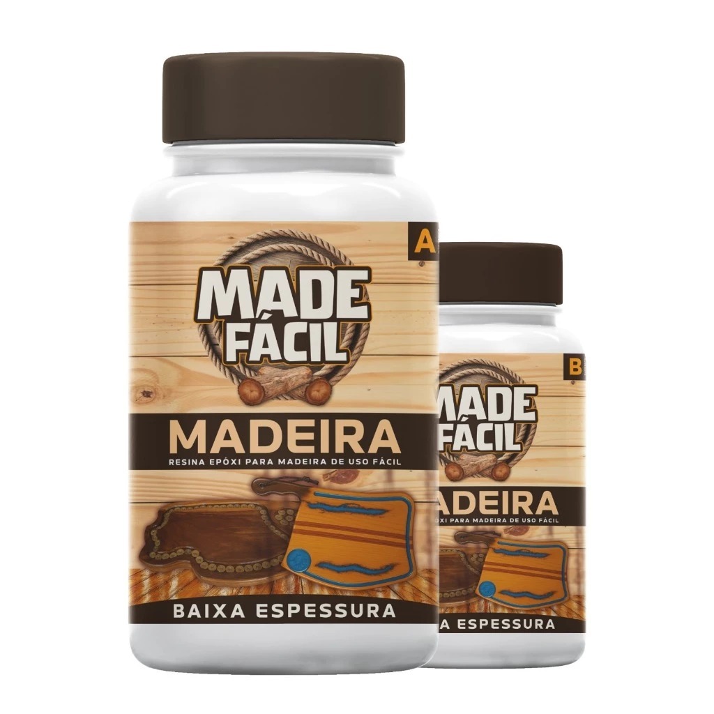 Resina MADEFÁCIL Epóxi 150G Baixa Espessura Ultra Transparente C ...