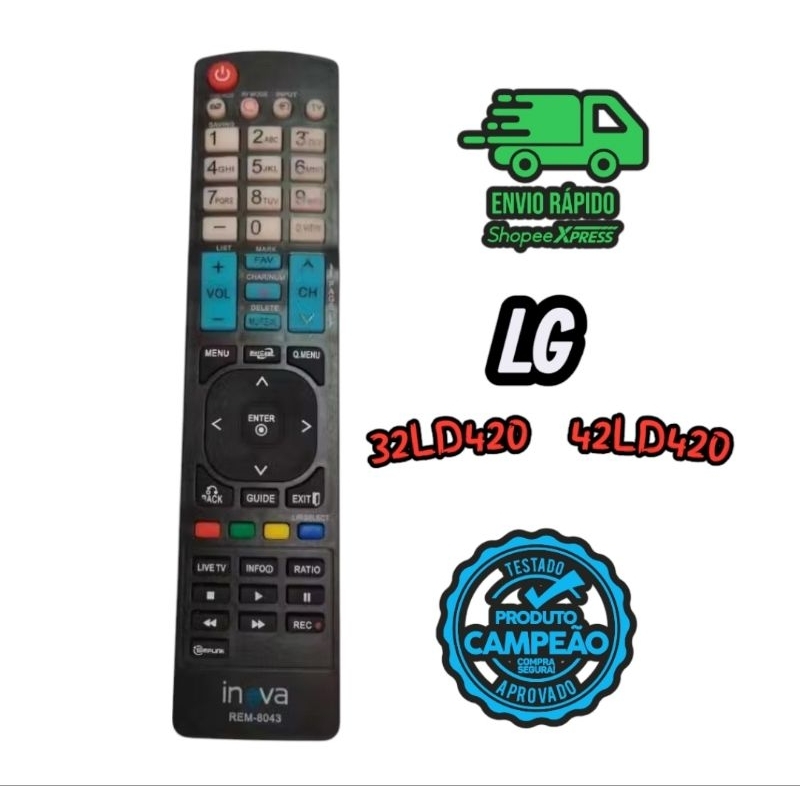 Controle Remoto TV LG LCD 32LD420 42LD420 FBG-7954 | Shopee Brasil