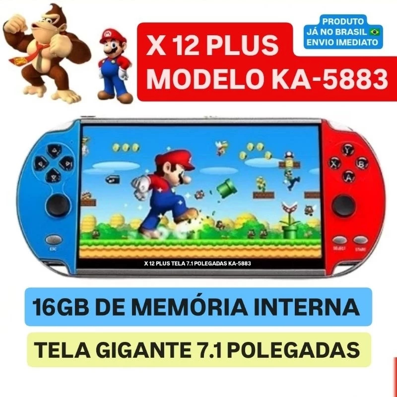 Video game portátil X12 plus 20 Mil Jogos Tela Gigante 7.1 Polegadas ...