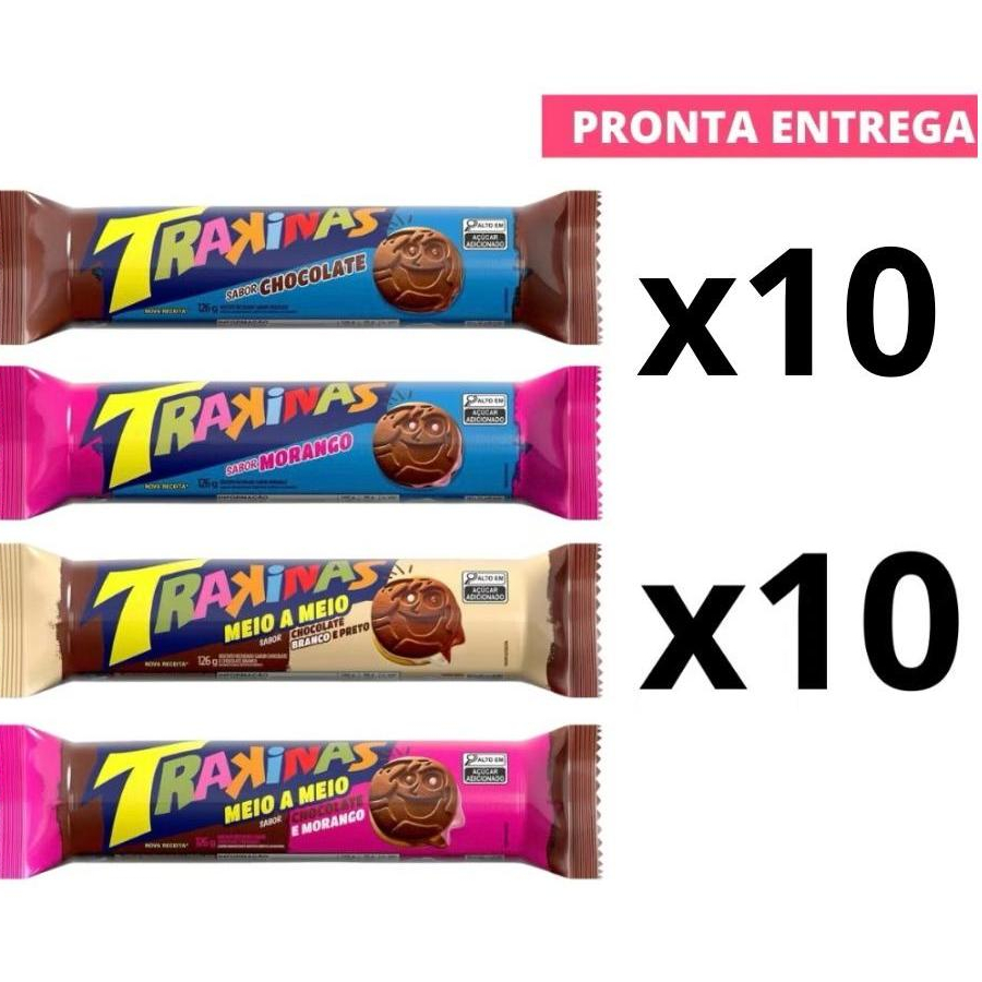 Kit c/ 10 Biscoitos Recheados Trakinas 126 G Sabores bolacha | Shopee ...