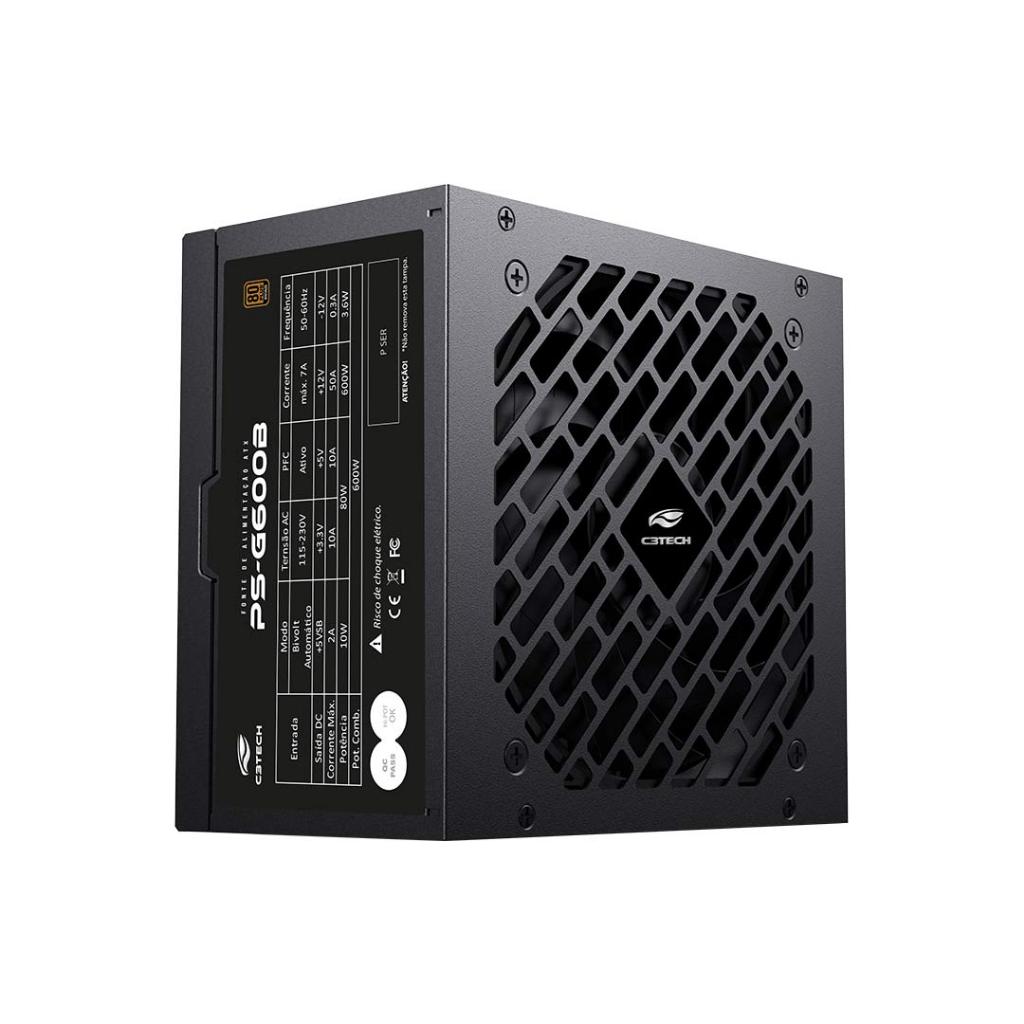 Fonte C3Tech PS-G600B, 600W, 80 Plus Bronze, PFC Ativo | Shopee Brasil