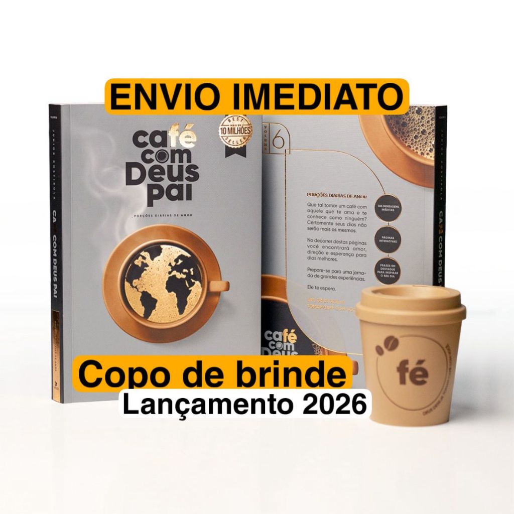 Devocional Café com Deus Pai 2026 (capa brochura) e copo | Shopee Brasil
