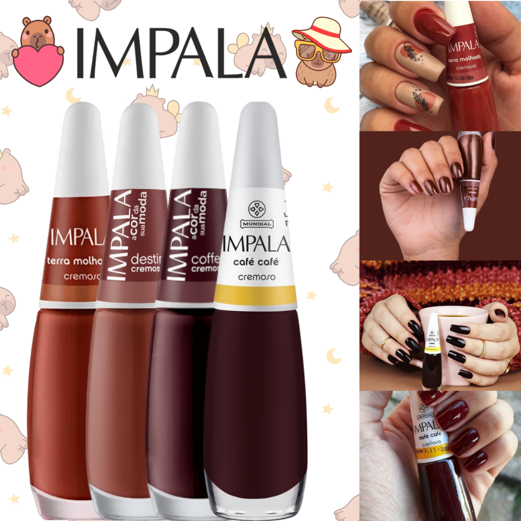 Kit 4 Esmaltes Impala Coleção de Inverno Tons de Marrom Capivaras ...