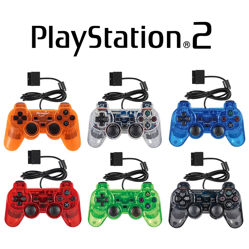CONTROLE PS2 - PLAYSTATION 2 TRANSPARENTE CORES COM FIO DUALSHOCK ...