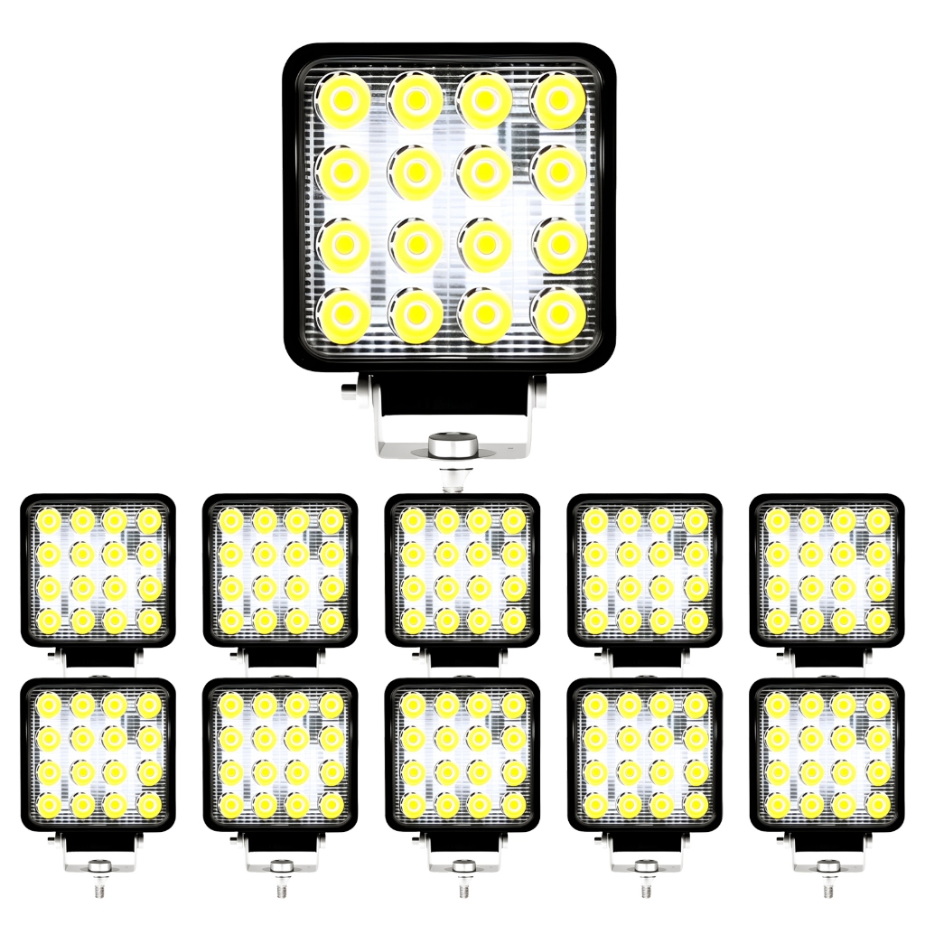 Kit 10 Farol Milha 16 Led 48w 12v/24v Quadrad Off-road 6000k | Shopee ...