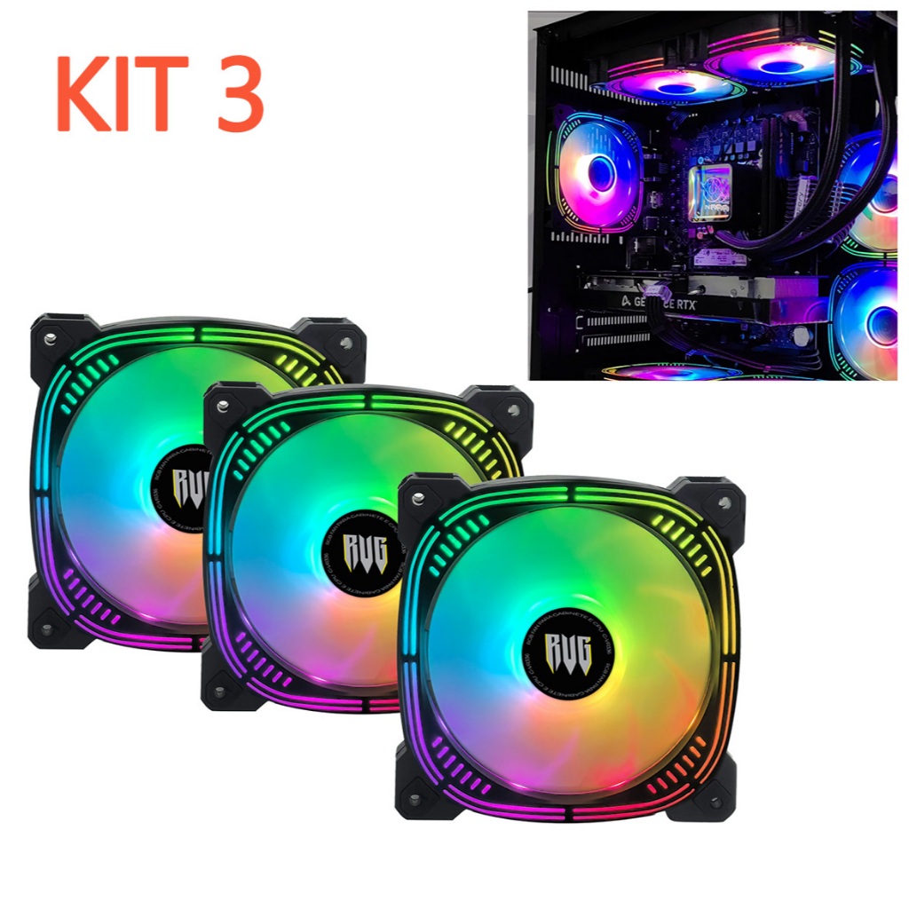 Cooler Fan LED Rainbow Gamer G-VR336 Fan RGB CPU 12V, 1500 RPM, Suporte ...