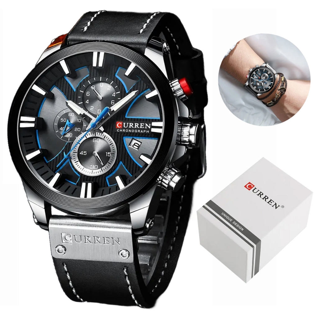 Relógio Curren Masculino 8346 Original Pulseira Couro Social | Shopee ...