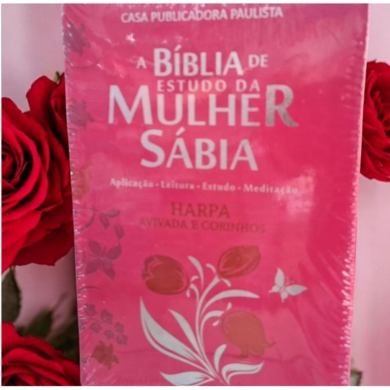 Bíblia da Mulher Sabia com harpa Biblia de Estudo Letra Gigante ARC ...