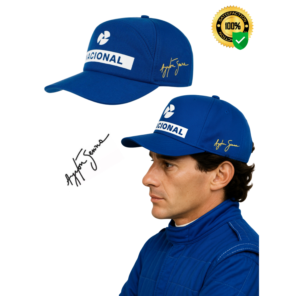Bone Aba Curva Ayrton Senna Masculino Nacional Formula 1 Premium Logo ...
