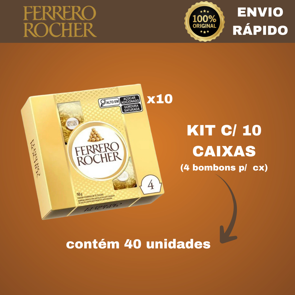 Bombom Ferrero Rocher T4 Kt c/ 10 a 40 Unidades | Shopee Brasil