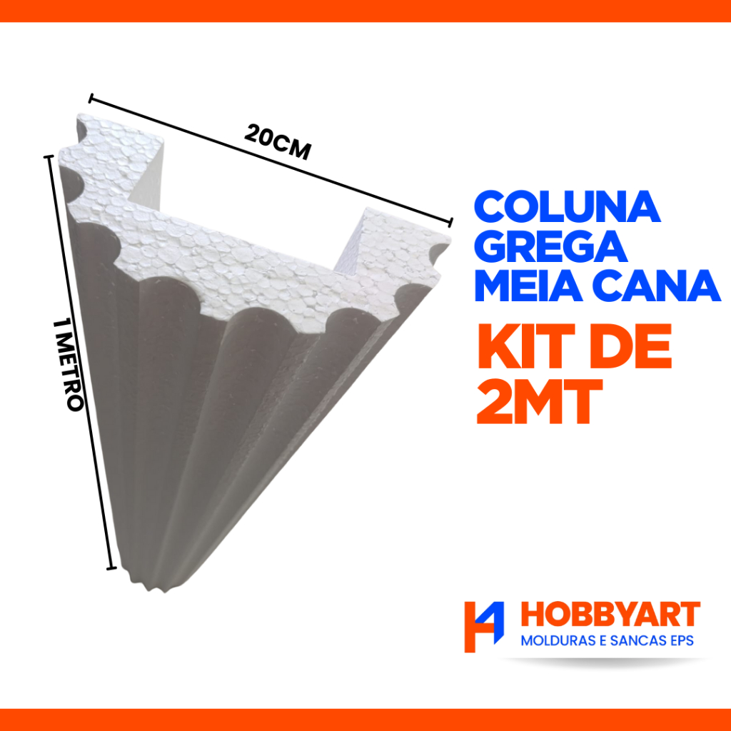 Kit 2 Coluna Grega Romana Isopor EPS Meia Cana para Igreja Altar ...