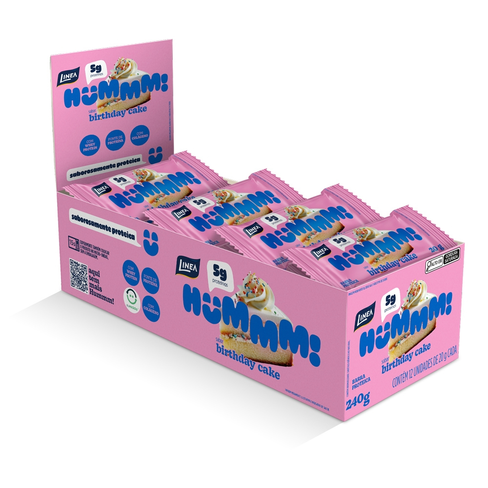 Hummm! Snack Proteico Sabor Birthday Cake 20g Caixa com 12 unidades ...