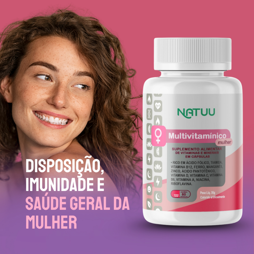 Multivitamínico Feminino Natuu 60 Cápsulas – Vitaminas e Minerais ...