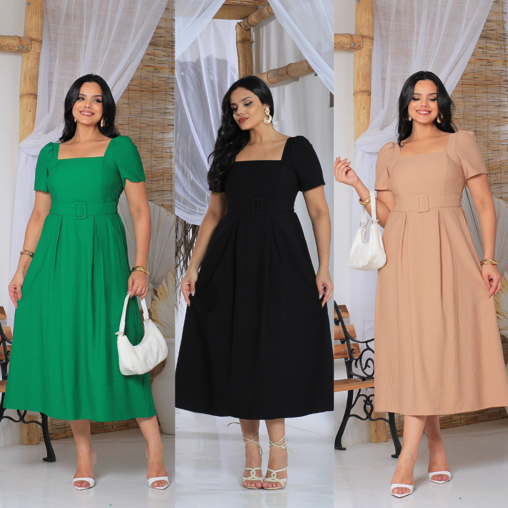 Vestido Midi Feminino com Cinto Tecido Sensorial com Bojo Natal ...