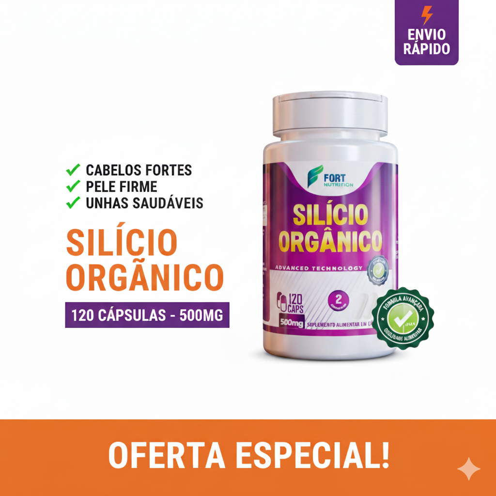 Silício Orgânico Cuide da Saúde da Pele, Cabelos e Unhas 120 caps ...