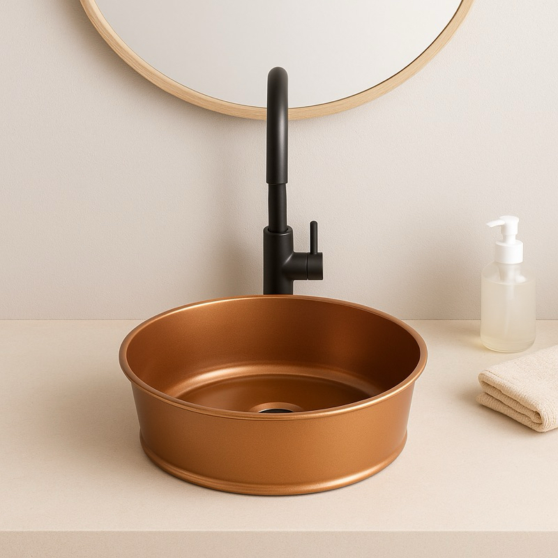Cuba pia apoio lavabo banheiro aluminio reforçado cobre preto fosco ...