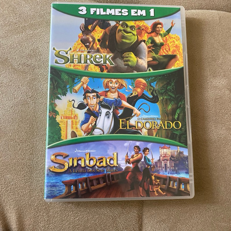 BOX DVD Triplo - Sherek + Eldorado + Sinbad - Infantil | Shopee Brasil