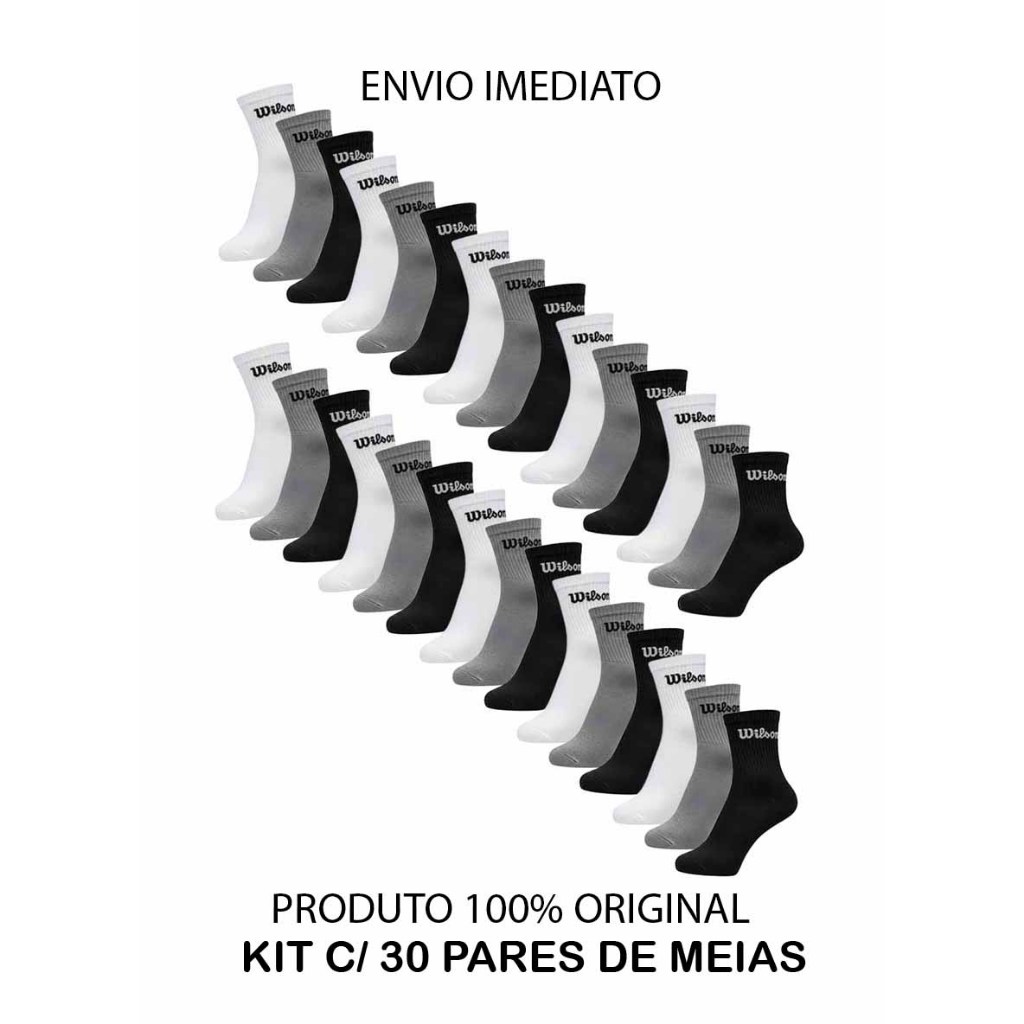 Kit c/ 30 pares de meia Wilson cano curto canelada originais | Shopee ...