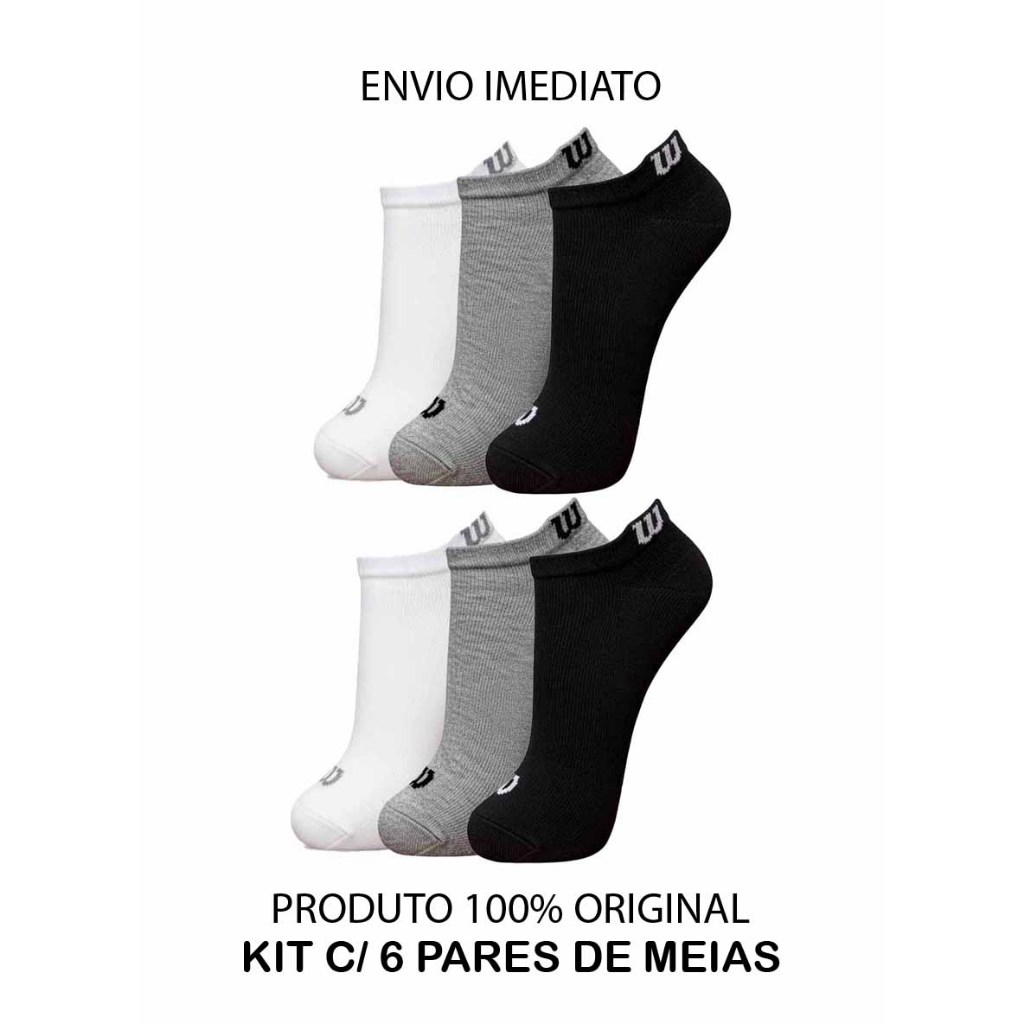 Kit c/ 6 pares de meia Wilson soquete originais | Shopee Brasil