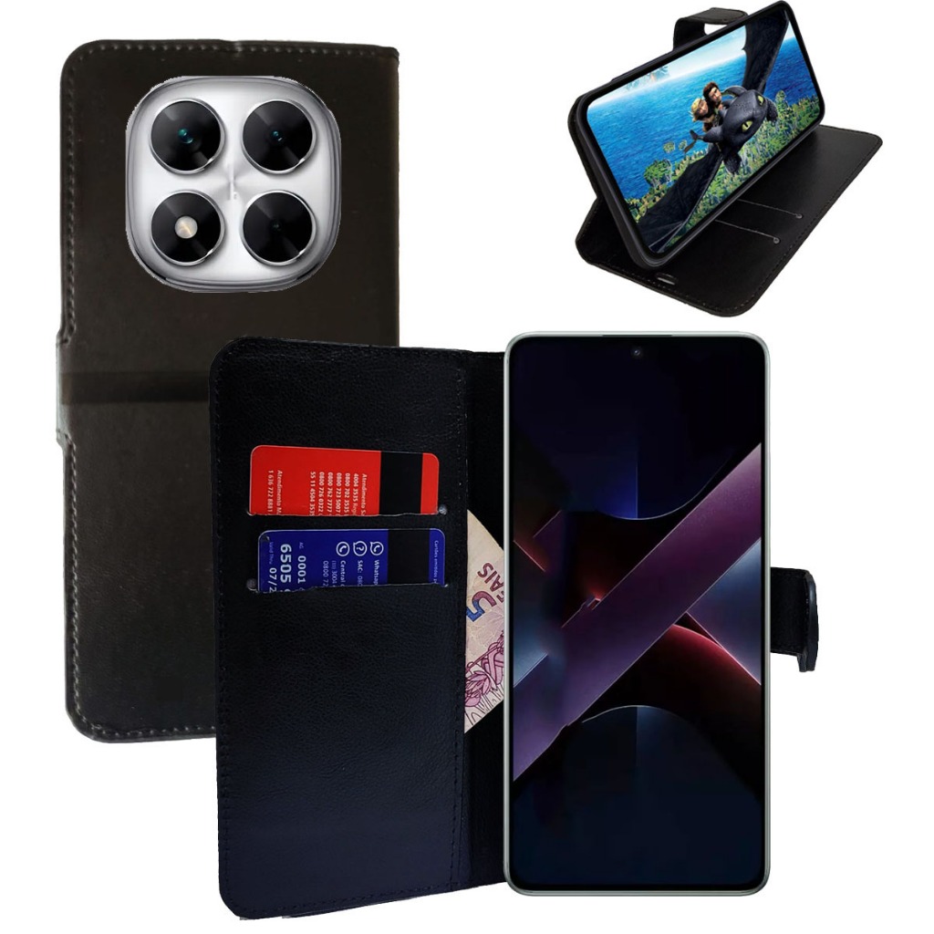Capa Capinha Flip Abre e Fecha Couro Sintético Para REDMI NOTE 14 PRO ...