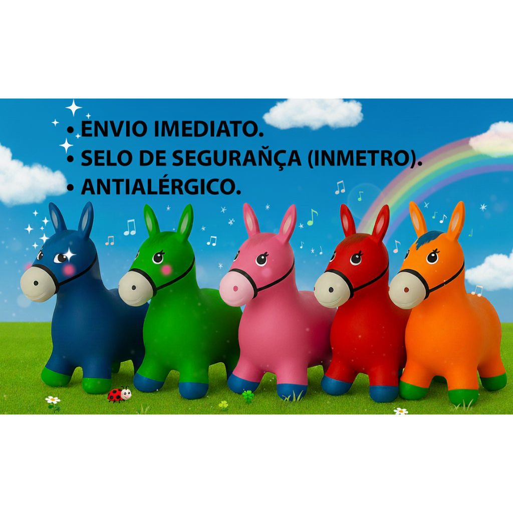 Cavalinho Upa Upa Brinquedo Educativo Inflável | Pula Pula | LED e Som ...