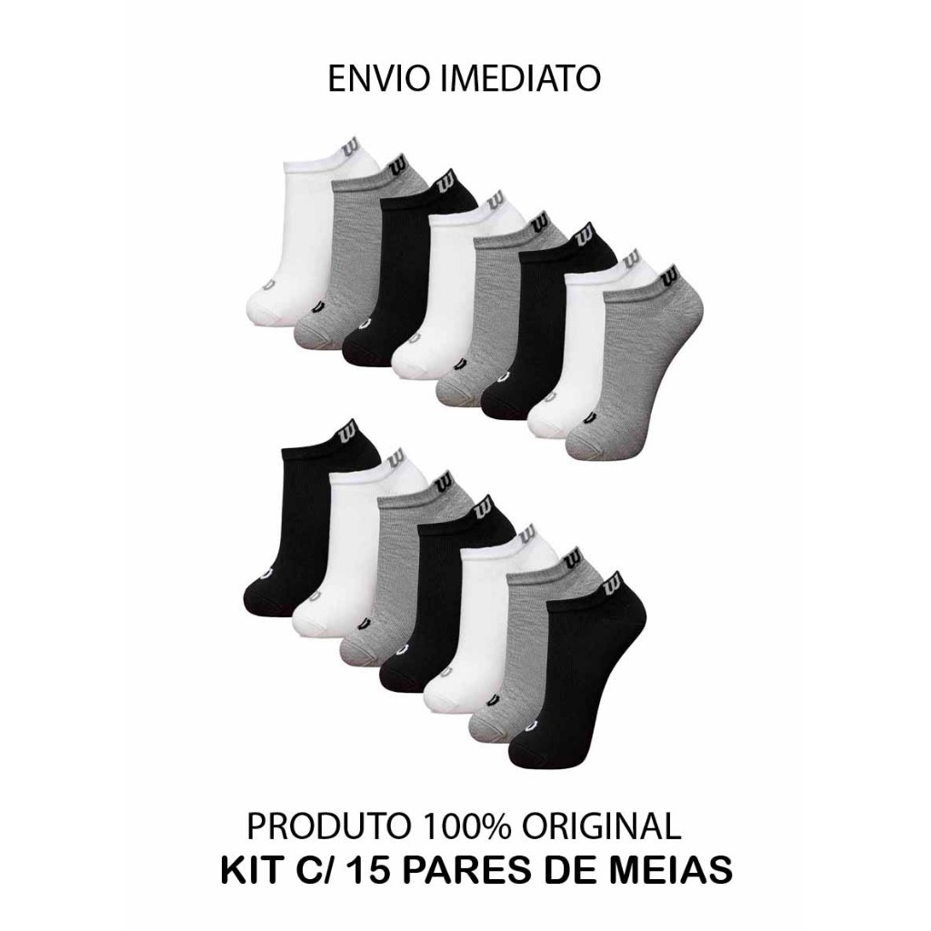 Kit c/ 15 pares de meia Wilson soquete originais | Shopee Brasil