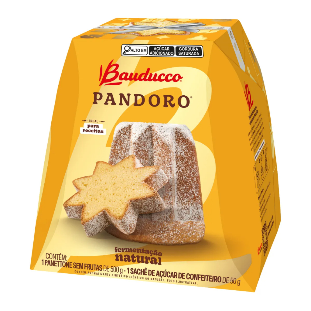 Panettone Bauducco Sem Frutas Fermentação Natural 500g - Panetone ...