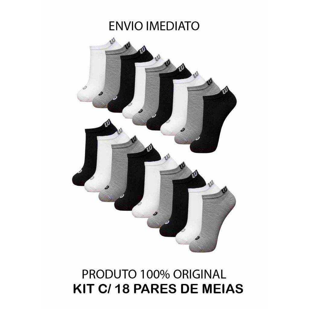 Kit c/ 18 pares de meia Wilson soquete originais | Shopee Brasil