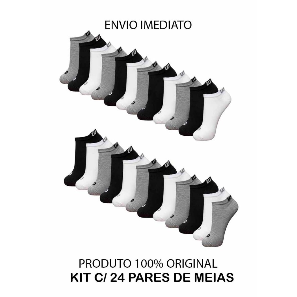 Kit c/ 24 pares de meia Wilson soquete originais | Shopee Brasil