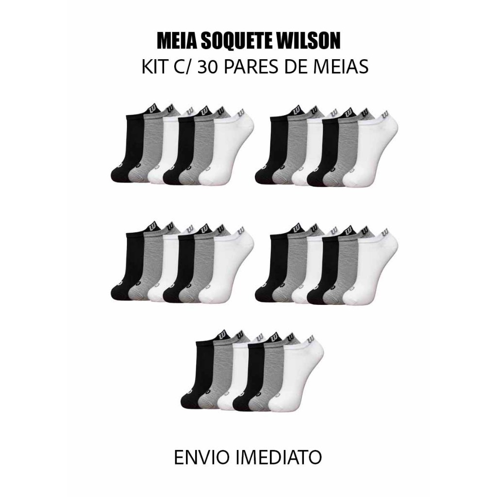 Kit 30 Meias Soquete Wilson Original | Shopee Brasil