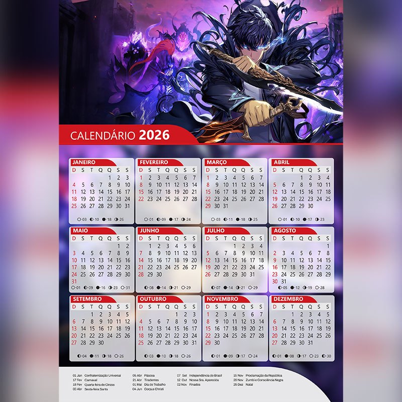 Calendário 2026 - Solo Leveling | Shopee Brasil