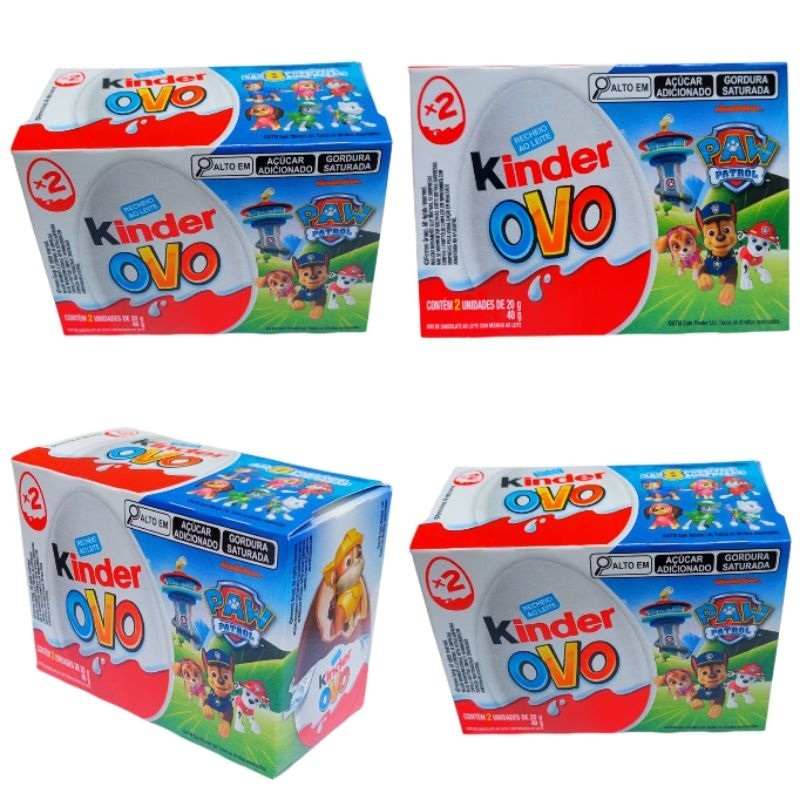 Novo Kinder Ovo Patrulha Canina Kit Com 4 Caixinhas de 40g | Shopee Brasil