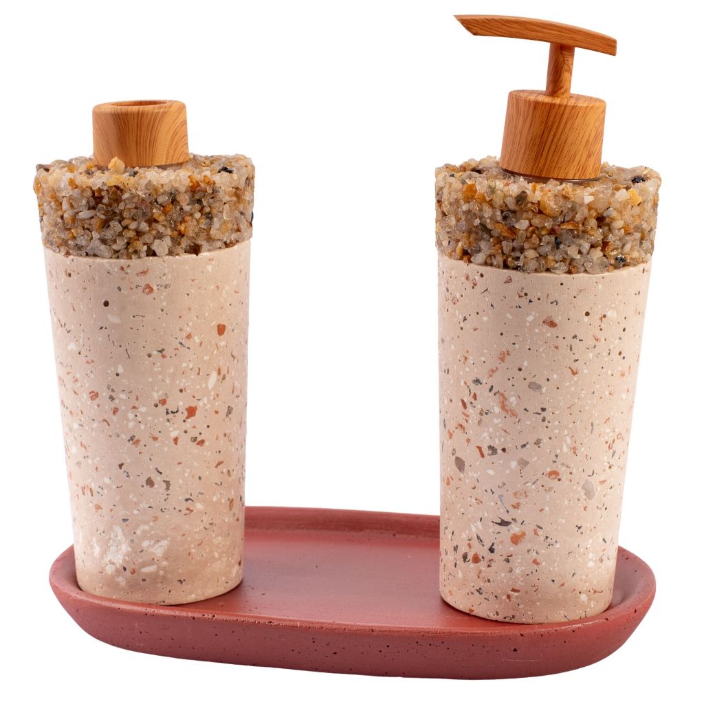 Conjunto Artesanal Lavabo Granilite Bege Pedras Naturais Bege base ...