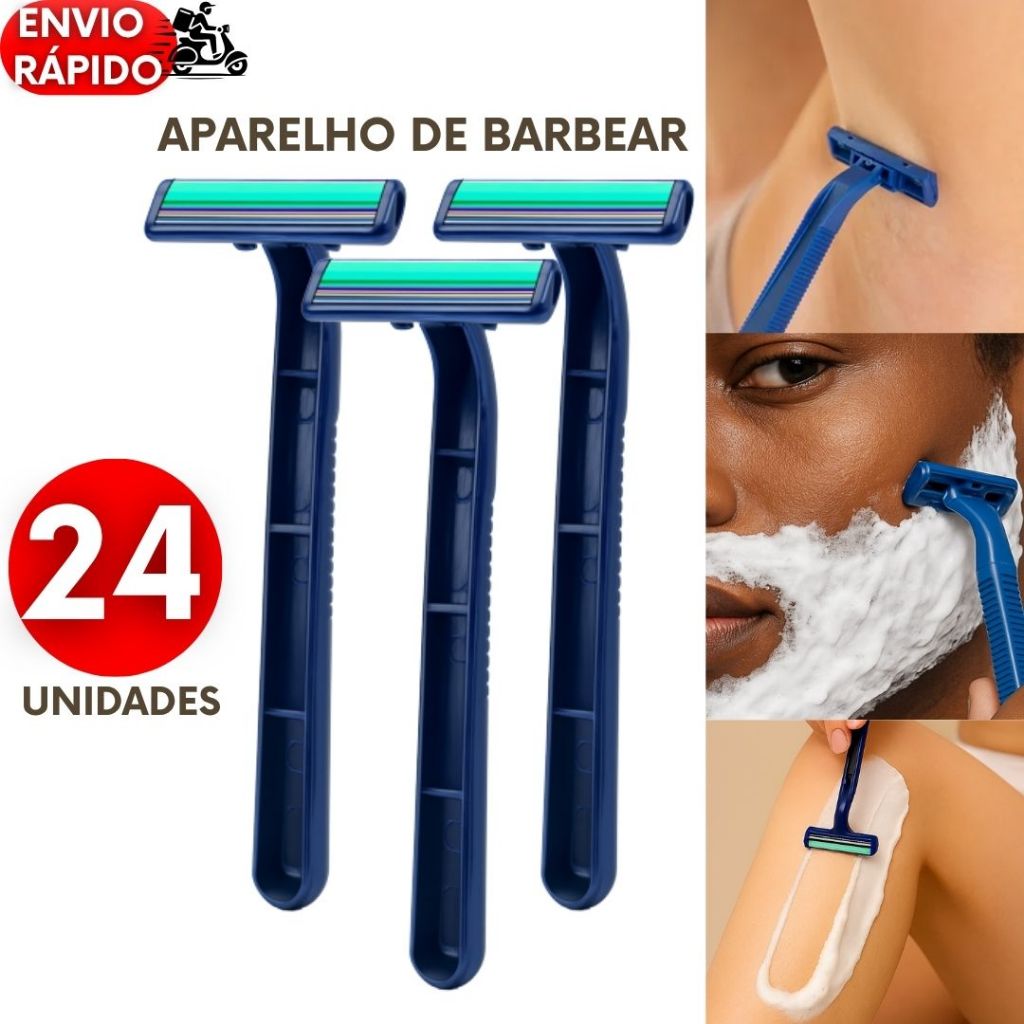 Kit 24 Prestobarba Aparelho de Barbear 2 Lâminas Fita Lubrificante ...