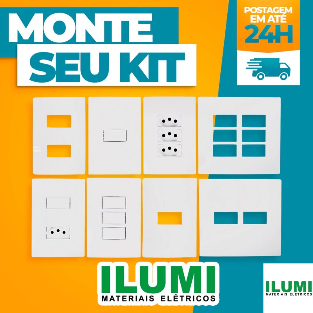TOMADAS 10A, 20A, PLACAS 4x2, INTERRUPTORES RECTA BRANCO GLOSS ILUMI ...