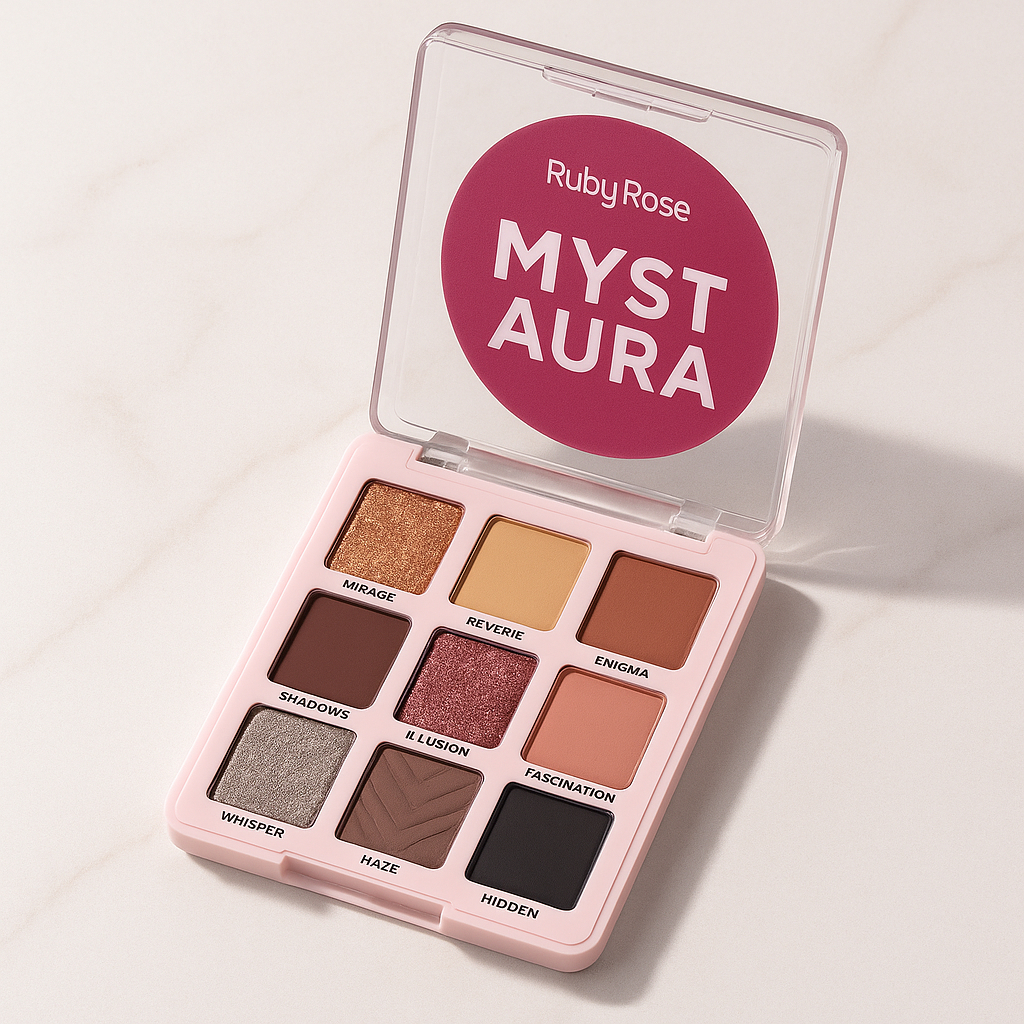 Paleta de Sombras Myst Aura Ruby Rose | 9 Cores Matte e Cintilantes ...