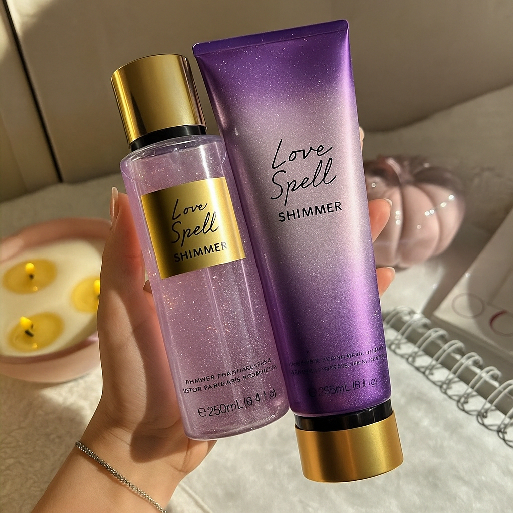 Body Splash Creme Vs Original Importado Com Brilho Love Spell Shimmer ...