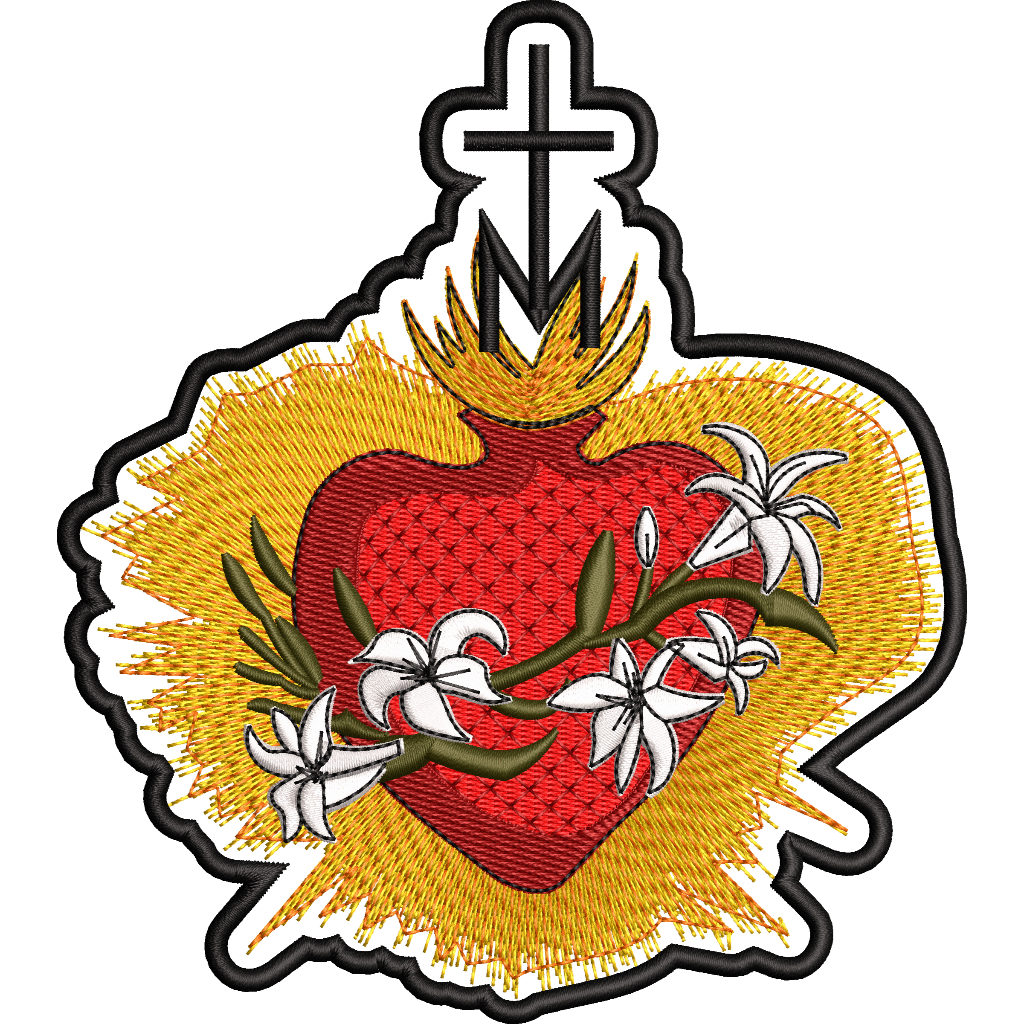 Patch Bordado Imaculado Coração de Maria de Jesus | Patch Religioso ...